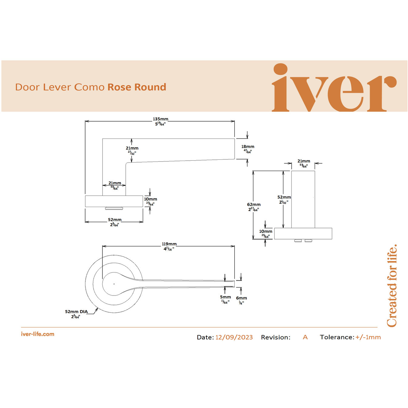 Iver Door Handle Como Rose Round Pair Key/Thumb Polished Chrome Entran ...